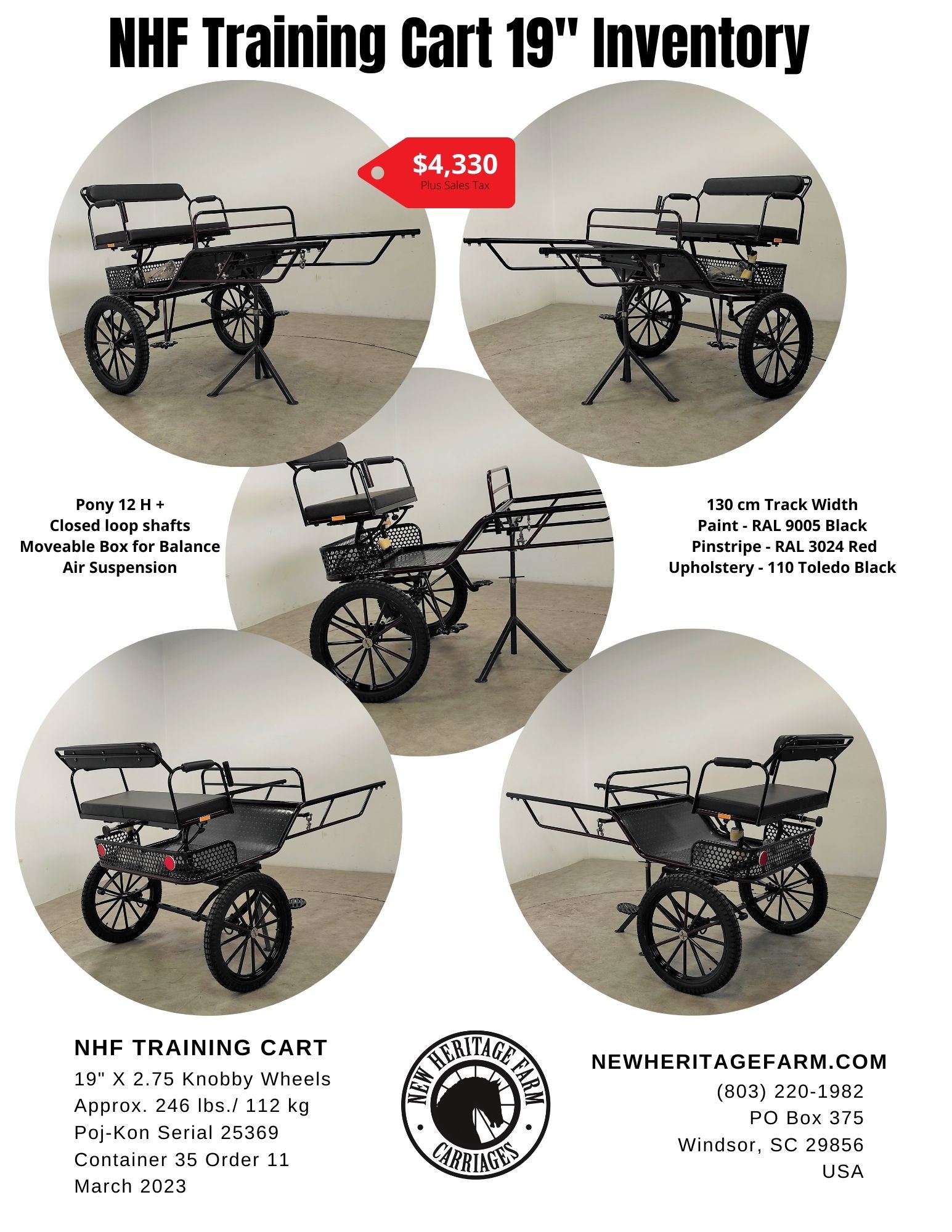 NHF Training Cart 19 in Wheel – New Heritage Farm Carriages